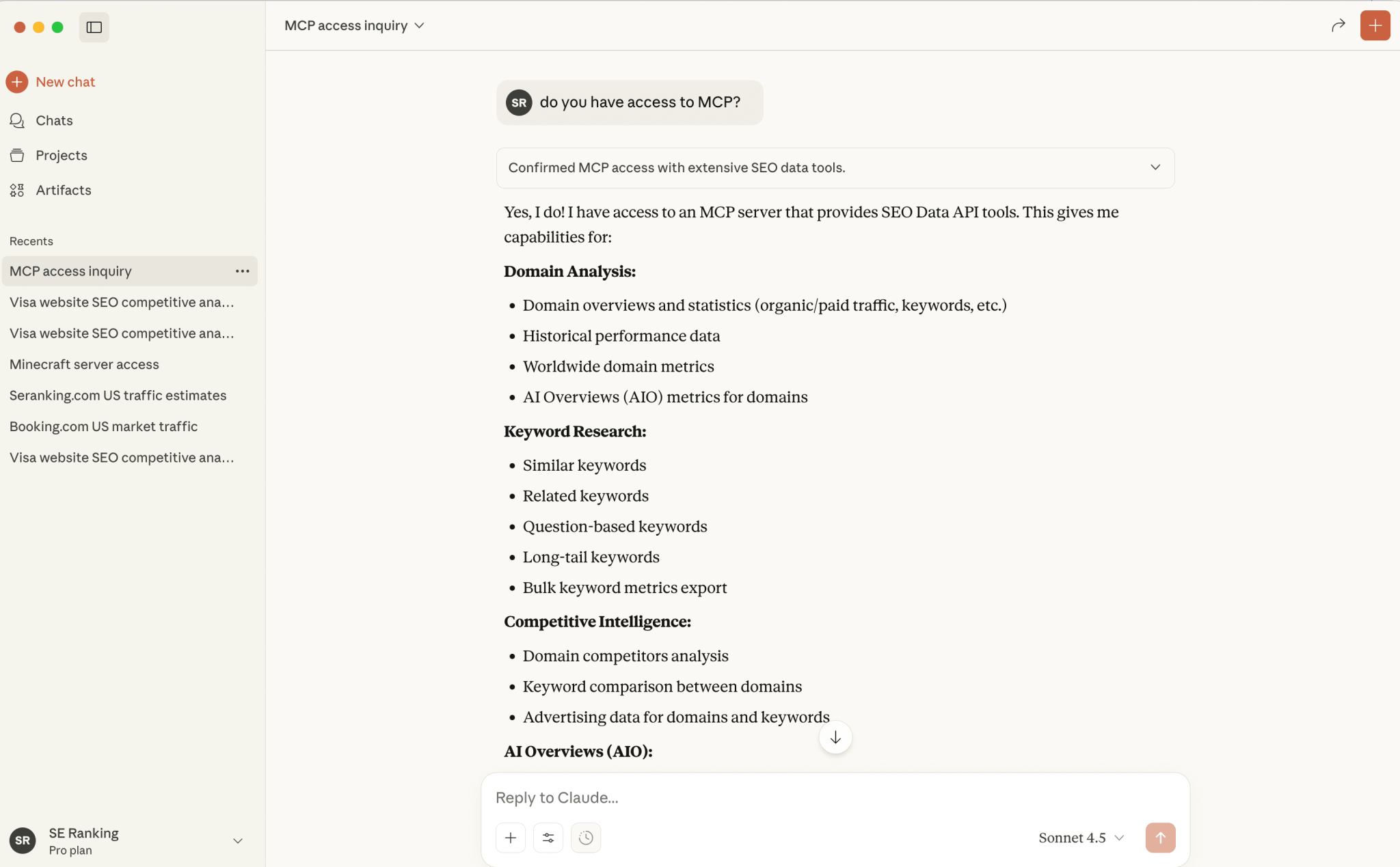 MCP - SE Ranking API Documentation